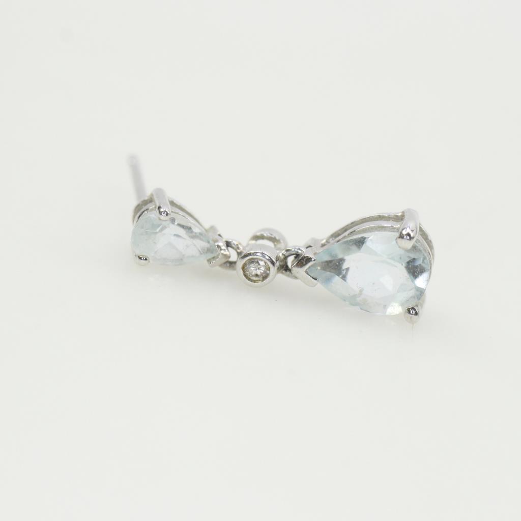 14kt White Gold Light Blue Stones And Diamond Accent Earring | Property ...