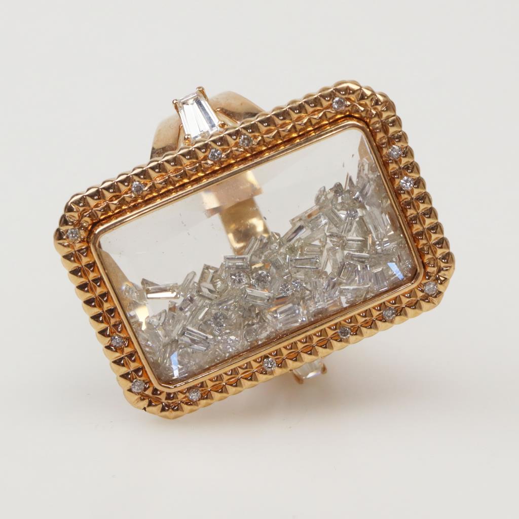 1.50cts TW 18kt Rose Gold Diamond Shaker Ring-Evaluated By Our ...