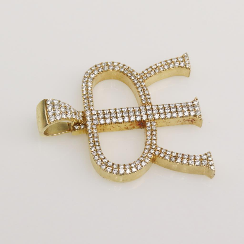 1.54cts TW Diamond 10kt Gold "RR" Pendant-Evaluated By Our Certified ...