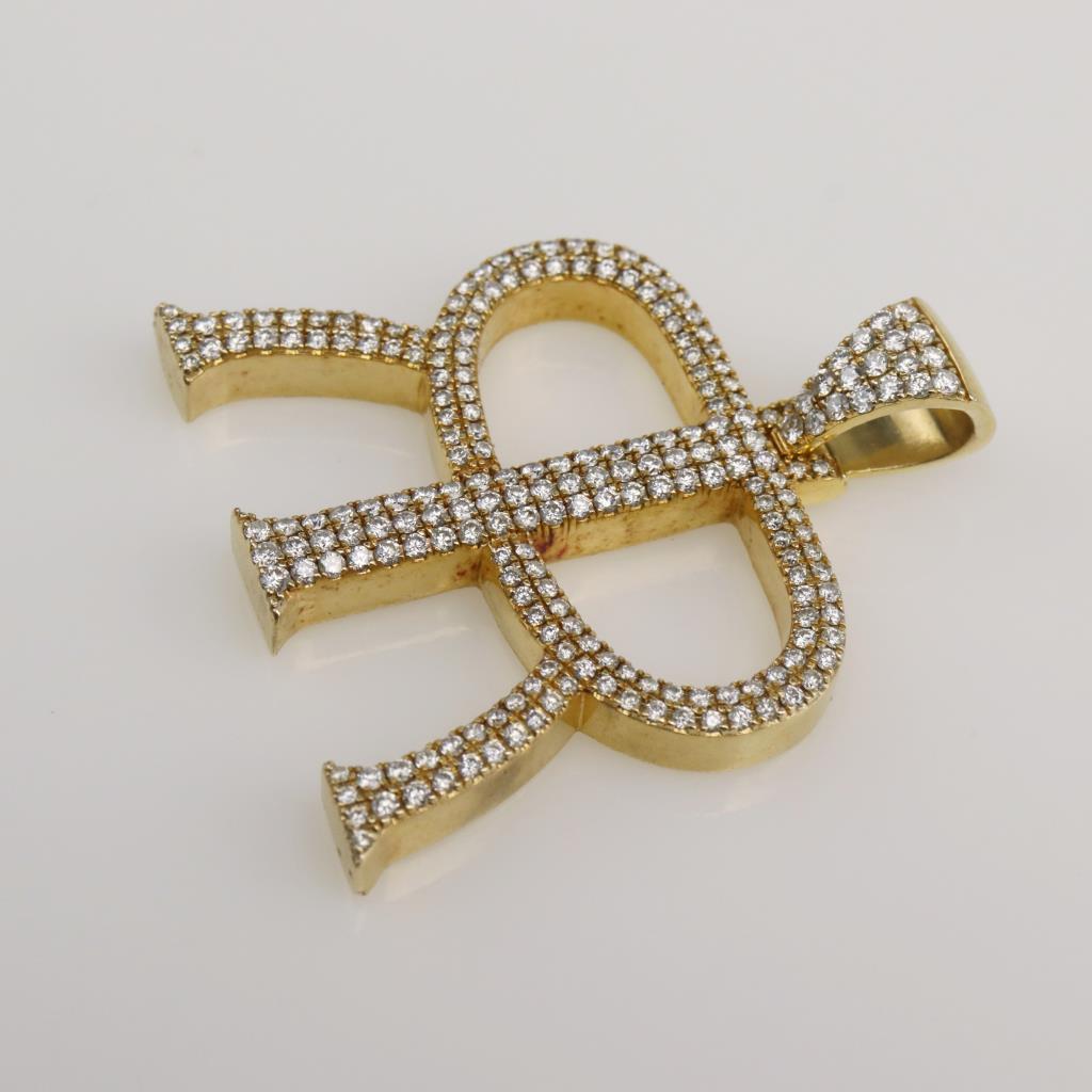 1.54cts TW Diamond 10kt Gold "RR" Pendant-Evaluated By Our Certified ...