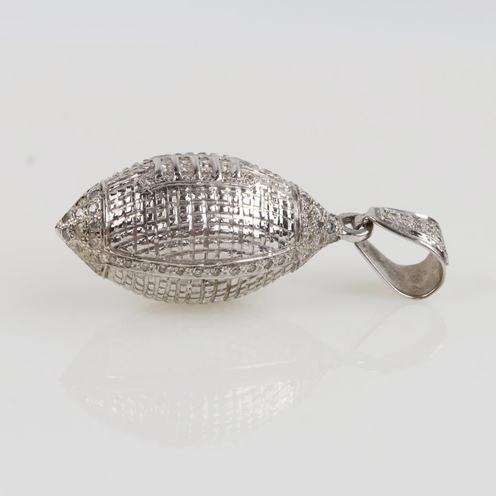 1.55ctsTW Diamond 10kt White Gold Football Pendant-Evaluated By Our ...