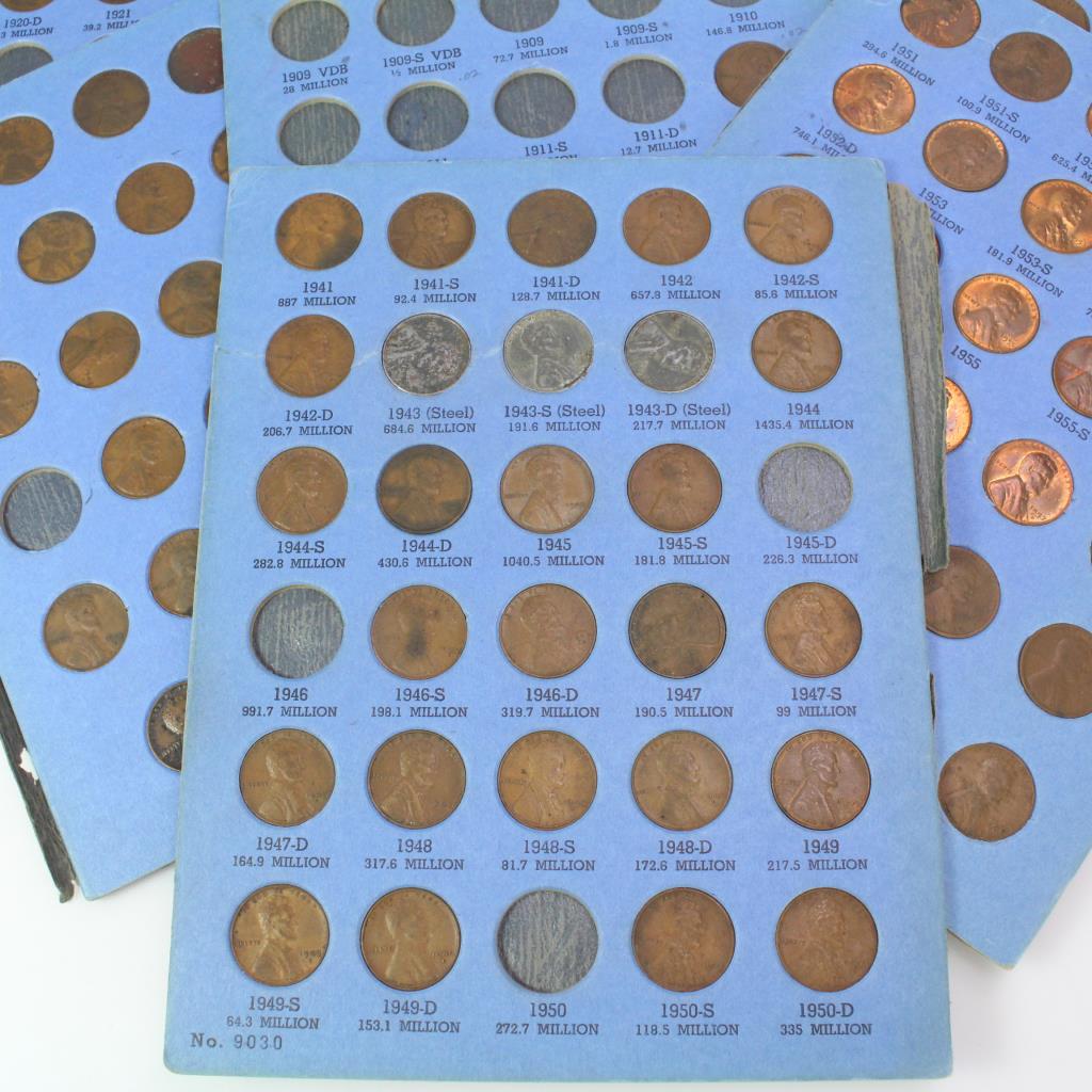 156 Lincoln Pennies In Collections Booklets And Slab | Property Room