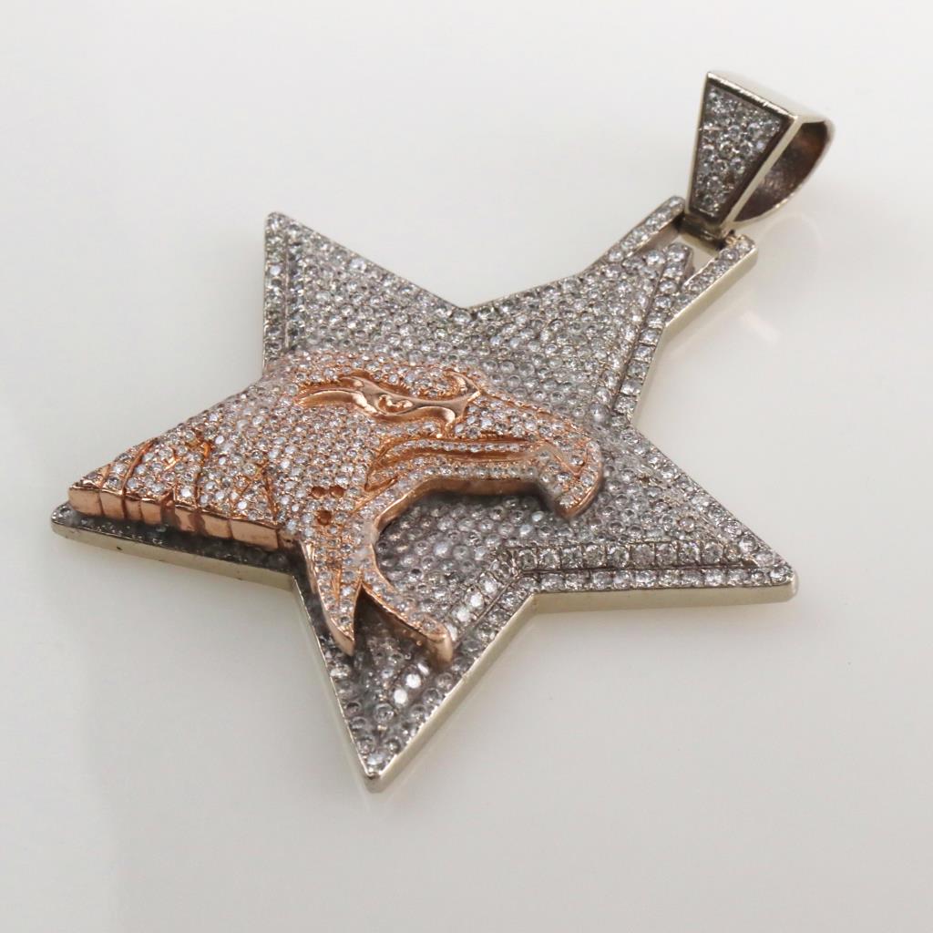 16.42cts TW Diamond 10kt Gold Two-tone Star Pendant-Evaluated By Our ...