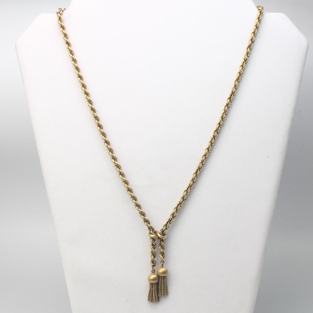 17kt Gold 21.2g Front Toggle Rope Chain Necklace | Property Room