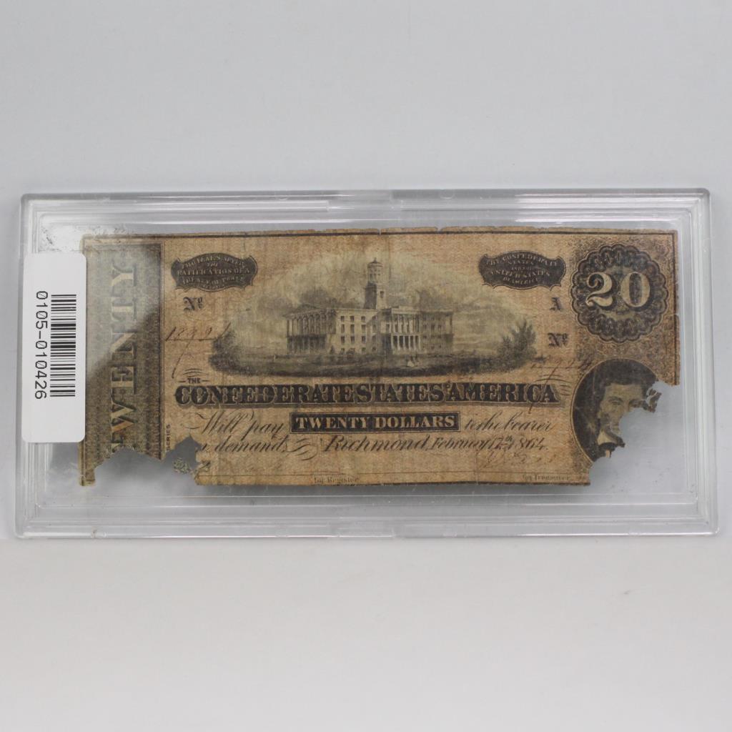 1864 Confederate States Of America Currency Note | Property Room