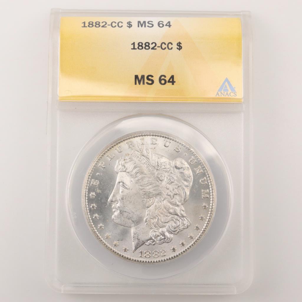 1882-CC MS64 Morgan Silver Dollar ANACS Graded | Property Room