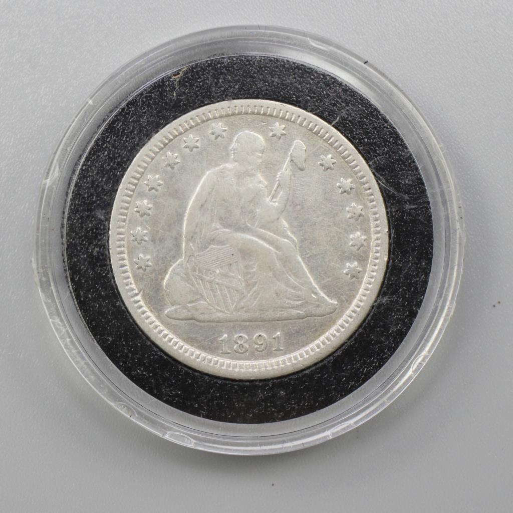 1891 US Liberty Seated Silver Quarter | Property Room