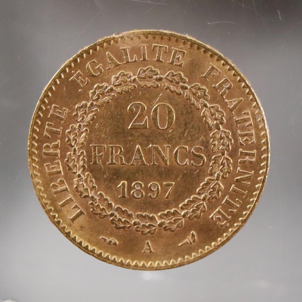 1897 French Guardian Angel Gold 20 Franc | Property Room