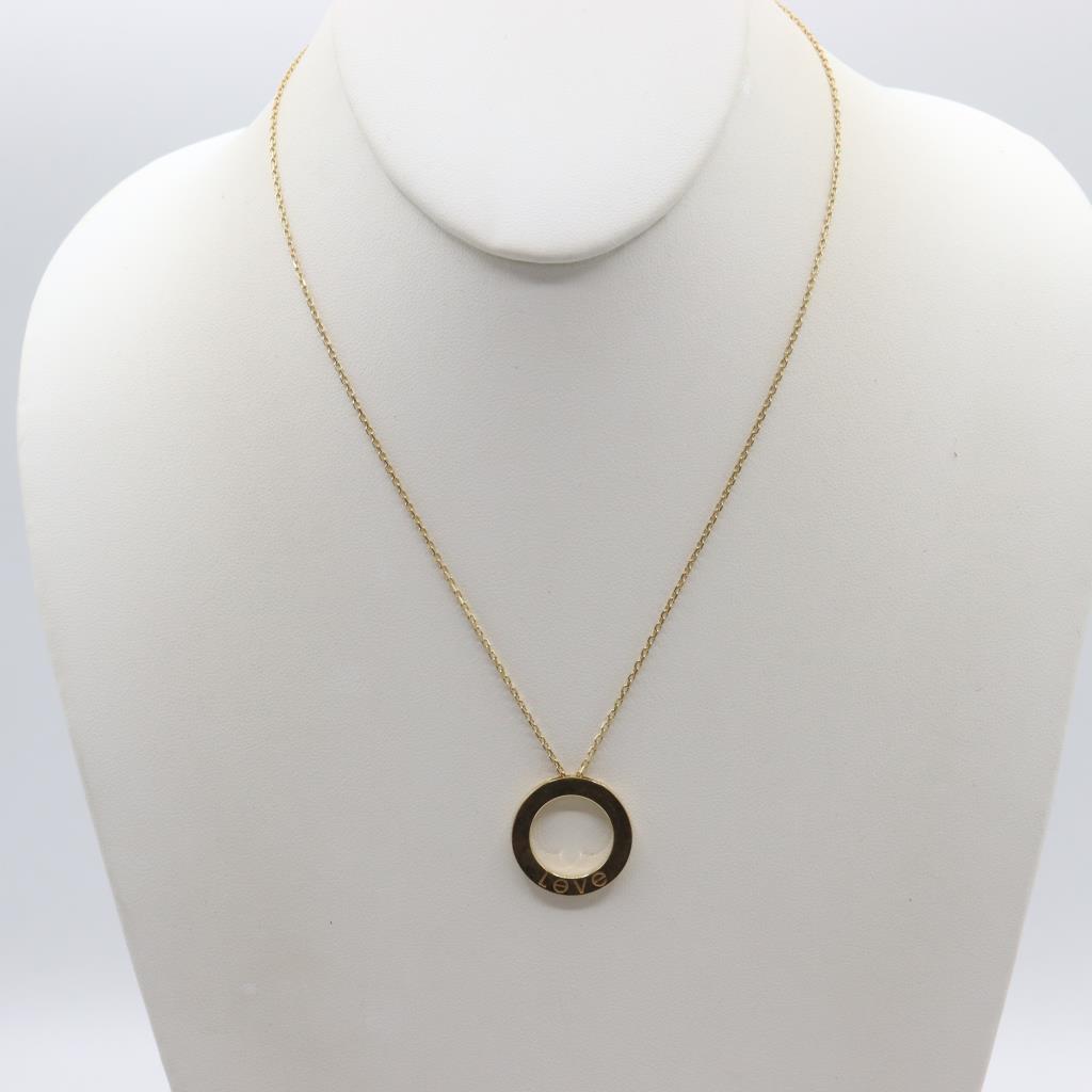 18kt Gold Cable Chain Circle Pendant Necklace | Property Room