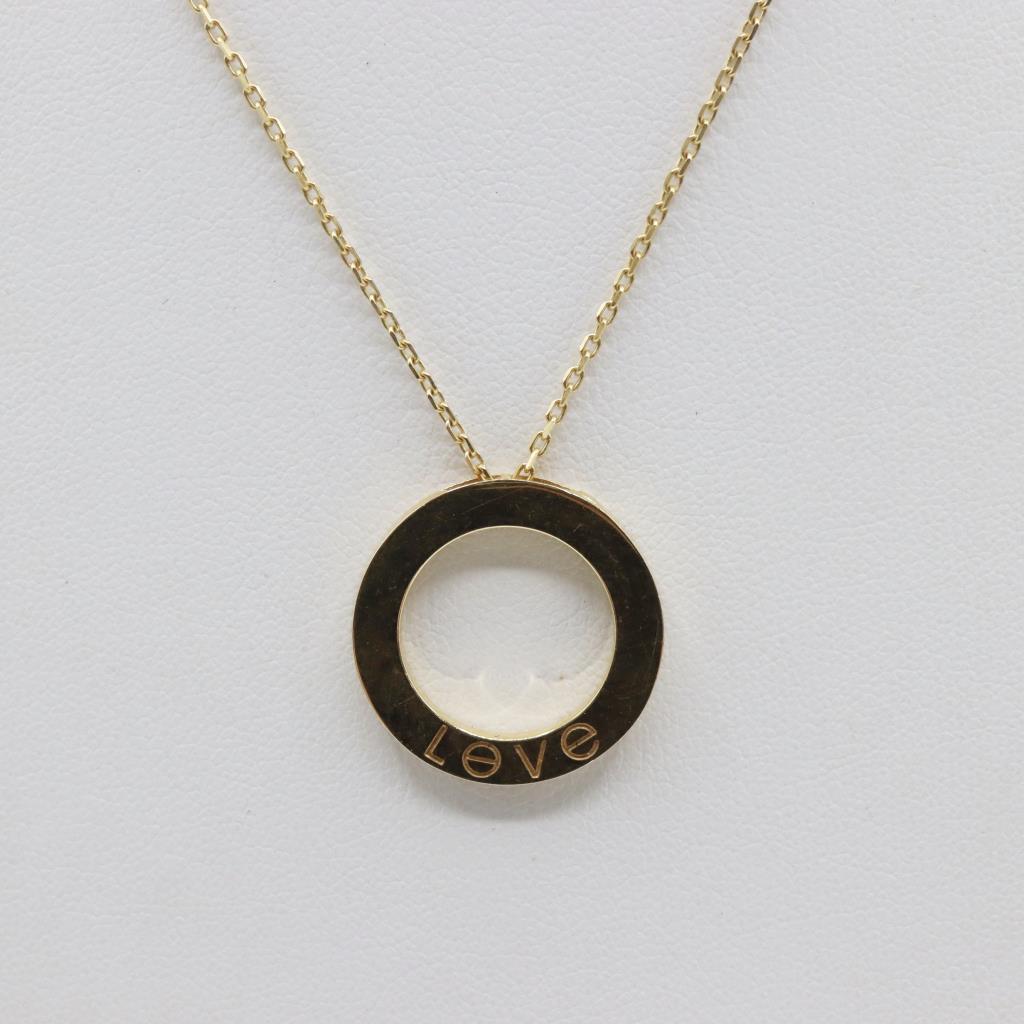 18kt Gold Cable Chain Circle Pendant Necklace | Property Room