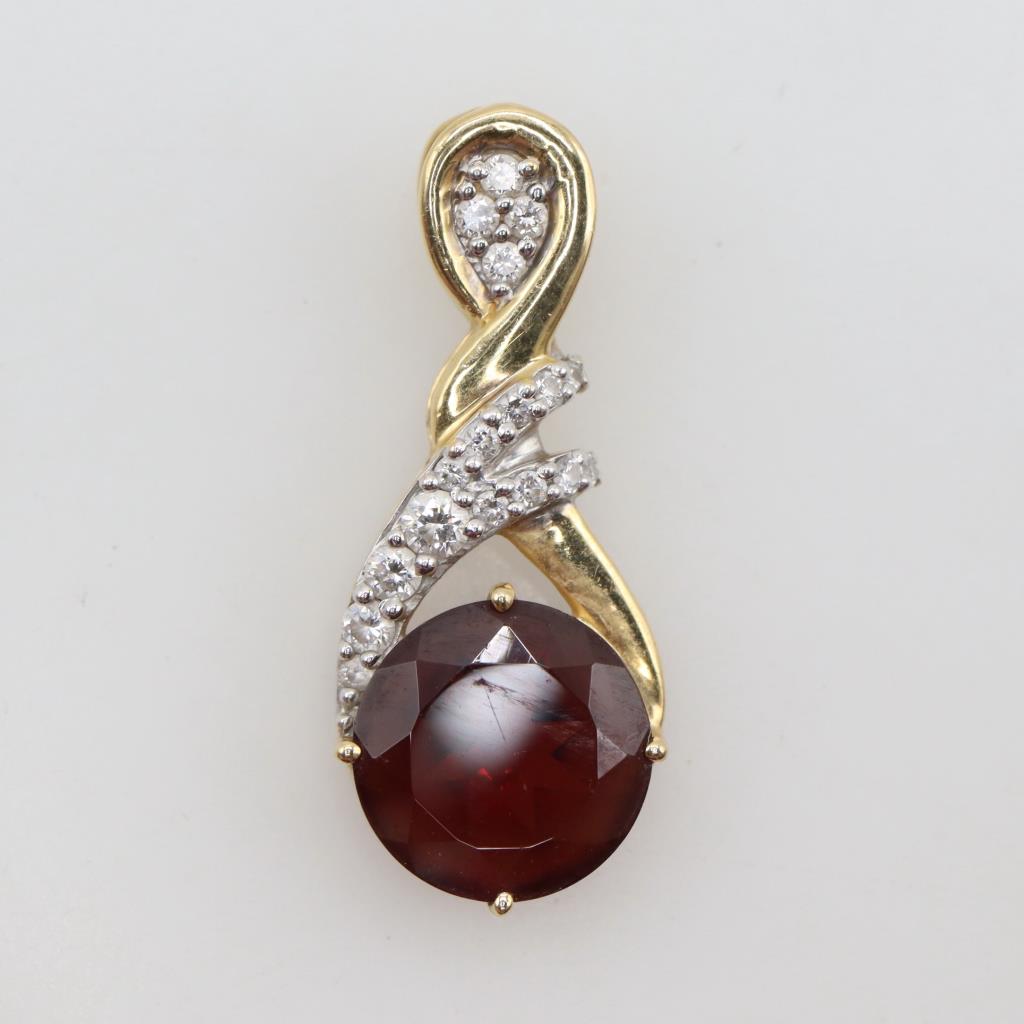18kt Gold Cinnamon Quartz Diamond Accent Pendant | Property Room