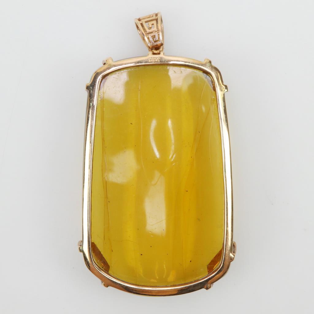 18kt Gold Diamond Amber Pendant | Property Room