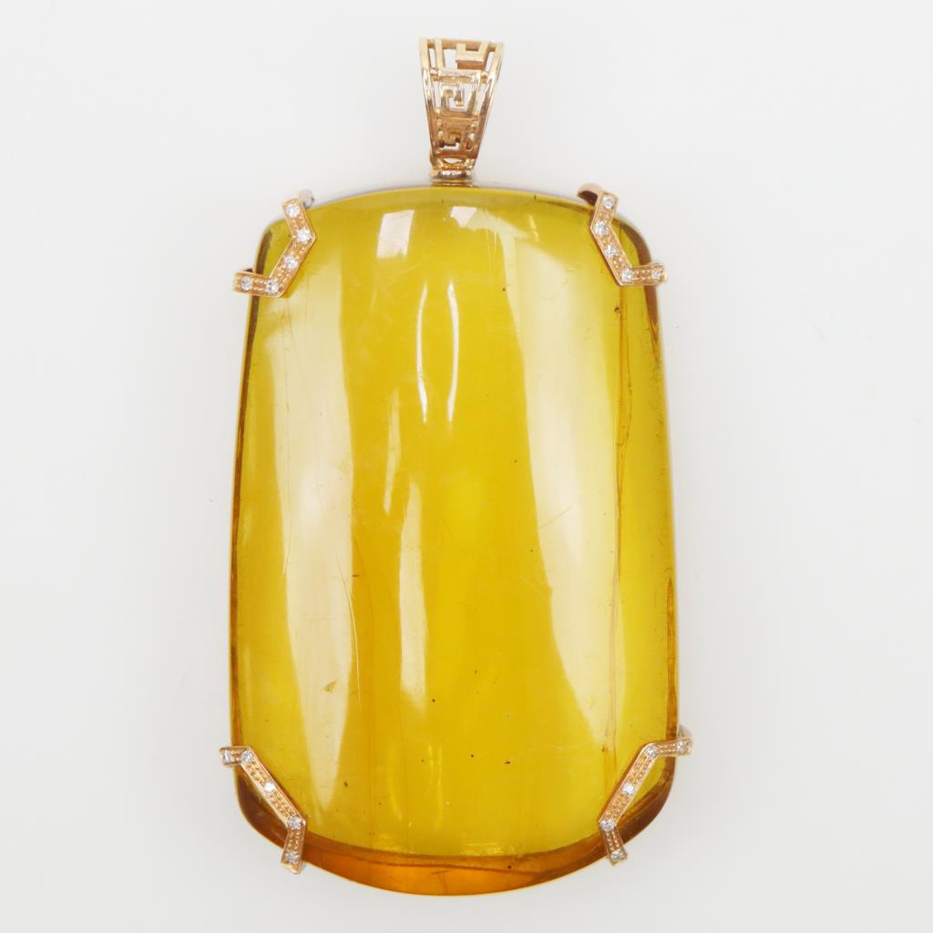 18kt Gold Diamond Amber Pendant | Property Room