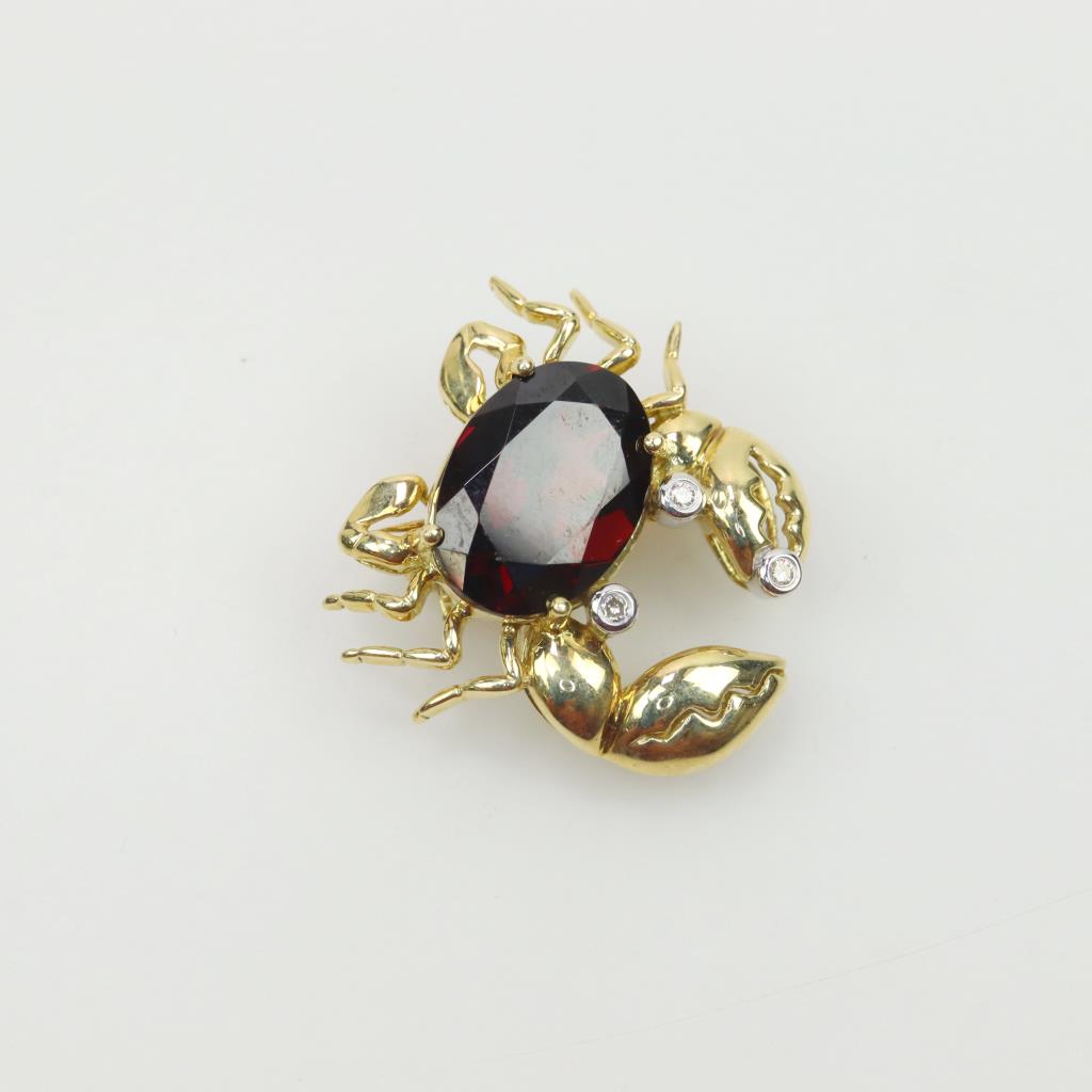 18kt Gold Diamond And Garnet Crab Brooch Property Room 18kt-gold-diamond-and-garnet-crab-brooch-property-room