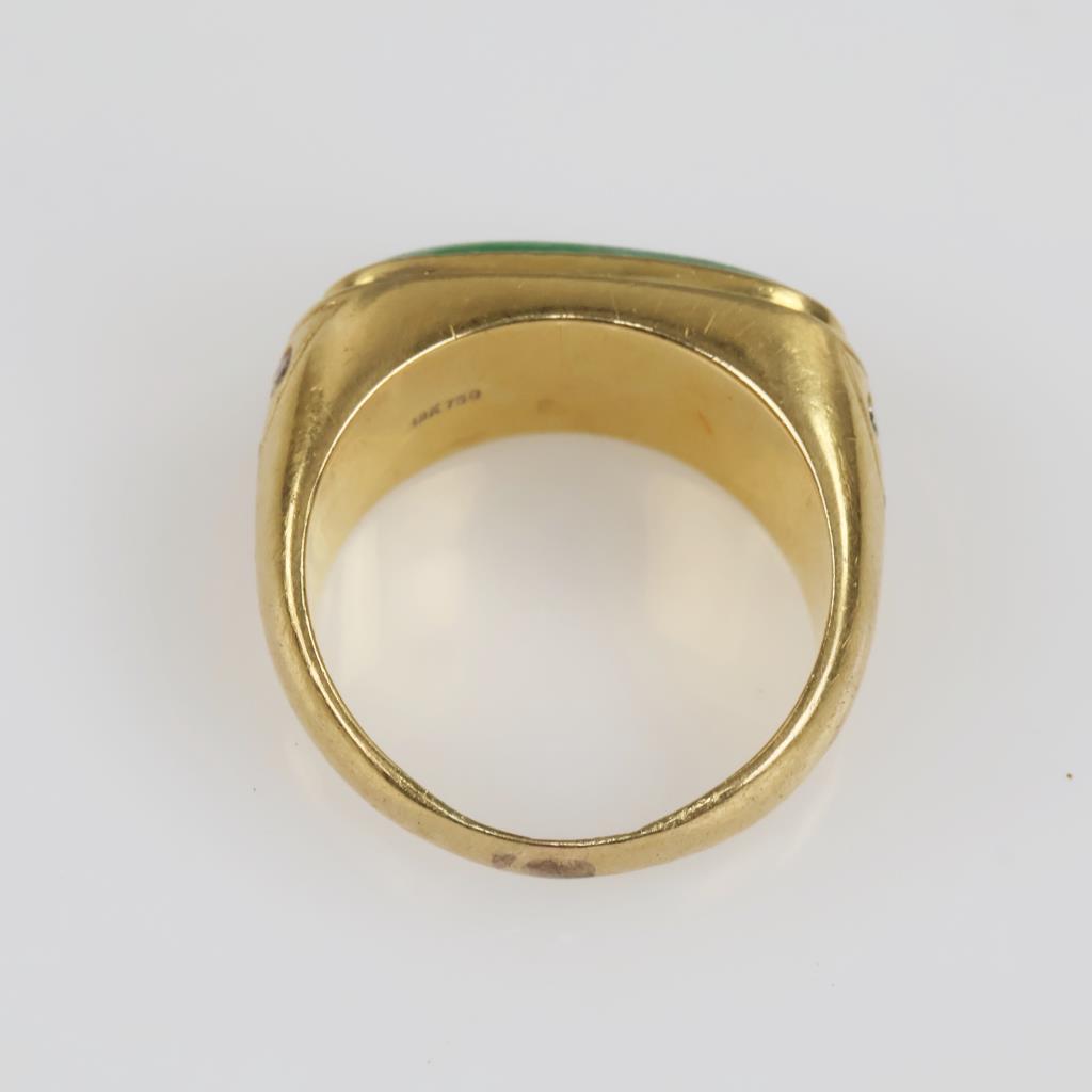 18kt Gold Diamond And Jadeite Jade Signet Ring | Property Room