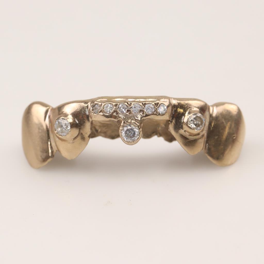 18kt Gold Diamond Teeth Caps | Property Room