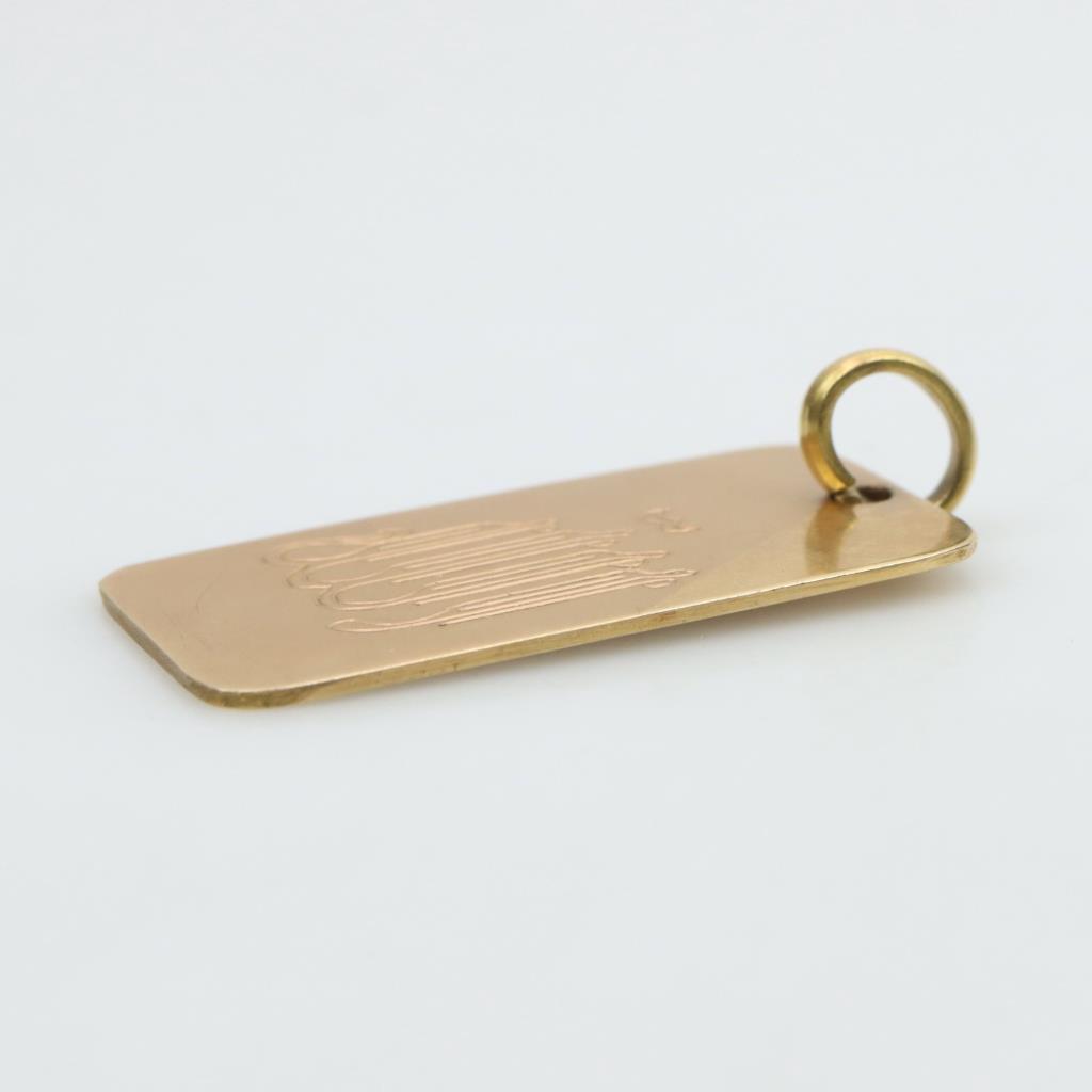 18kt Gold Engraved Tag Pendant | Property Room