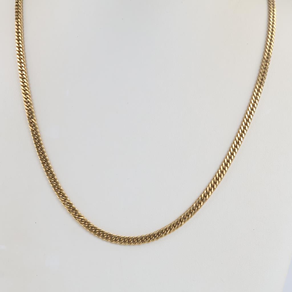 18kt Gold Hollow Curb Chain Necklace | Property Room