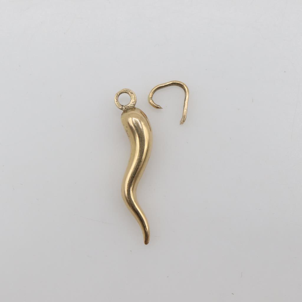 18kt Gold Hollow Italian Horn Pendant | Property Room