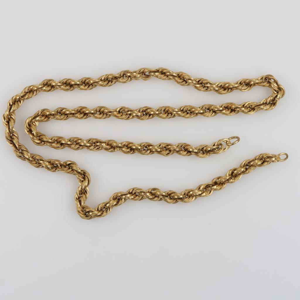 18kt Gold Hollow Rope Chain Necklace | Property Room