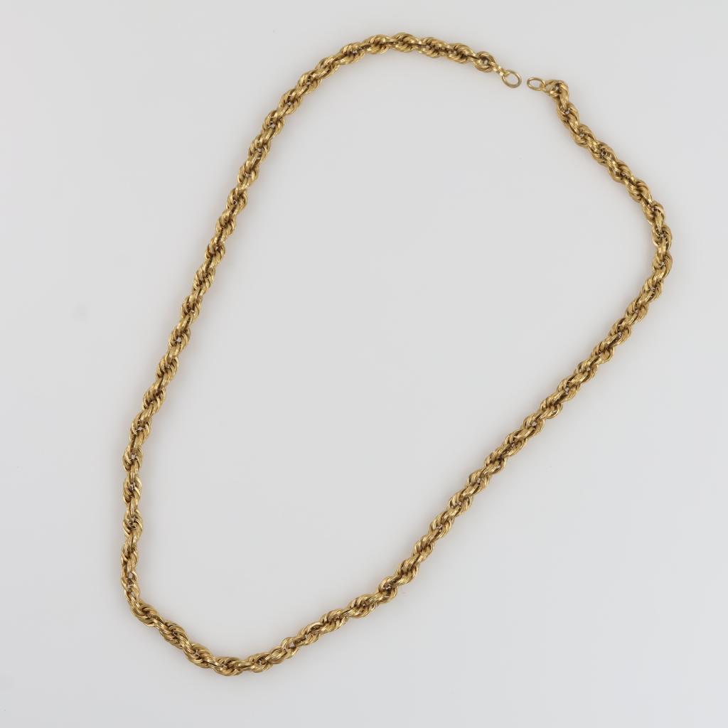 18kt Gold Hollow Rope Chain Necklace | Property Room
