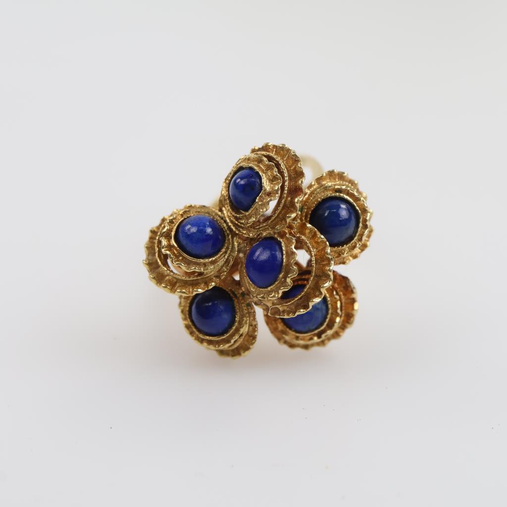 18kt Gold Lapis Flower Ring | Property Room