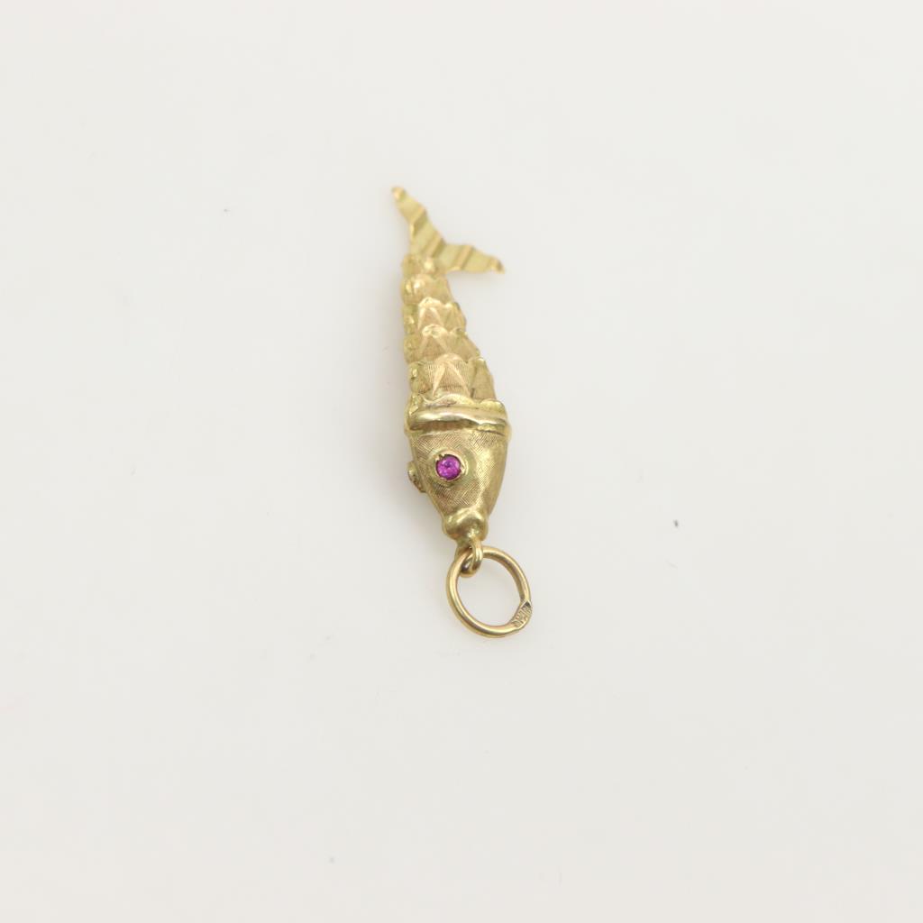 18kt Gold Ruby Fish Charm | Property Room