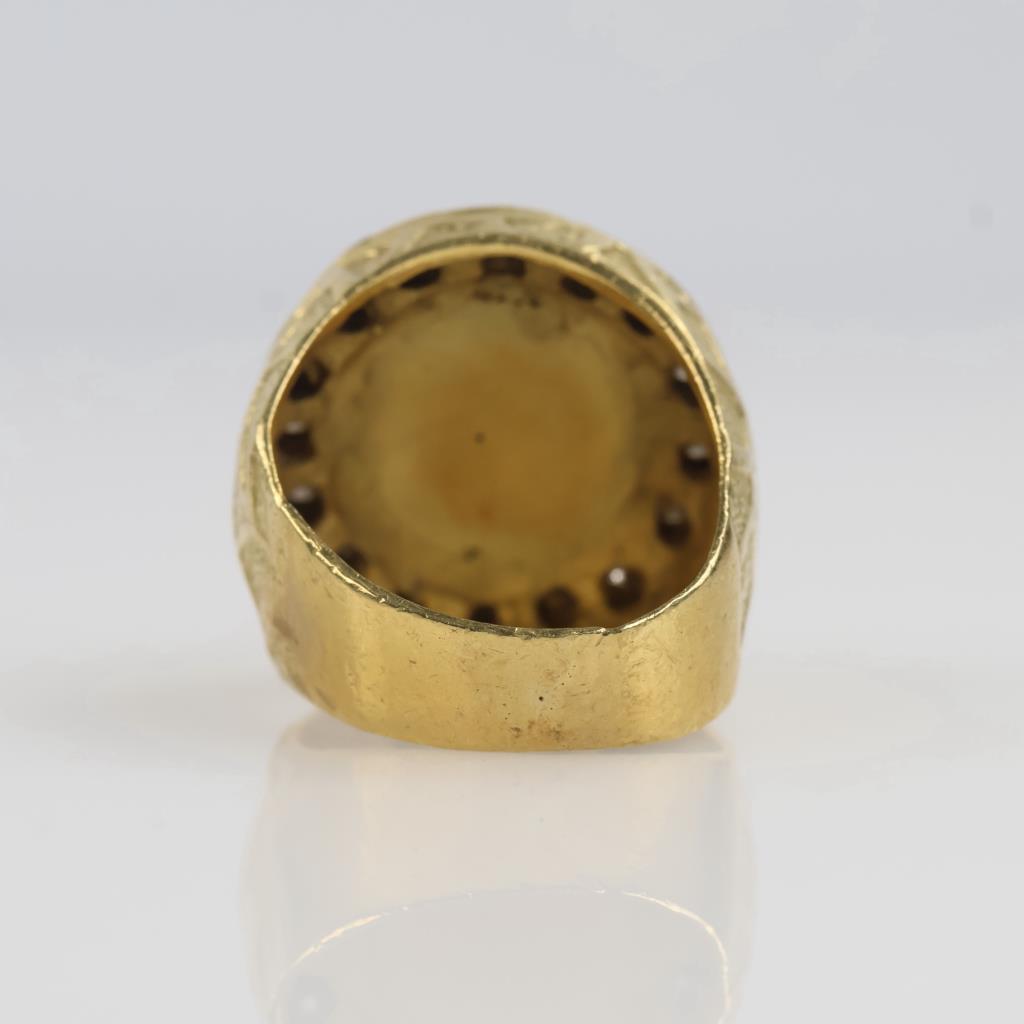 18kt Gold Signet BMW Diamond Ring-Evaluated By Our Certified Gemologist ...