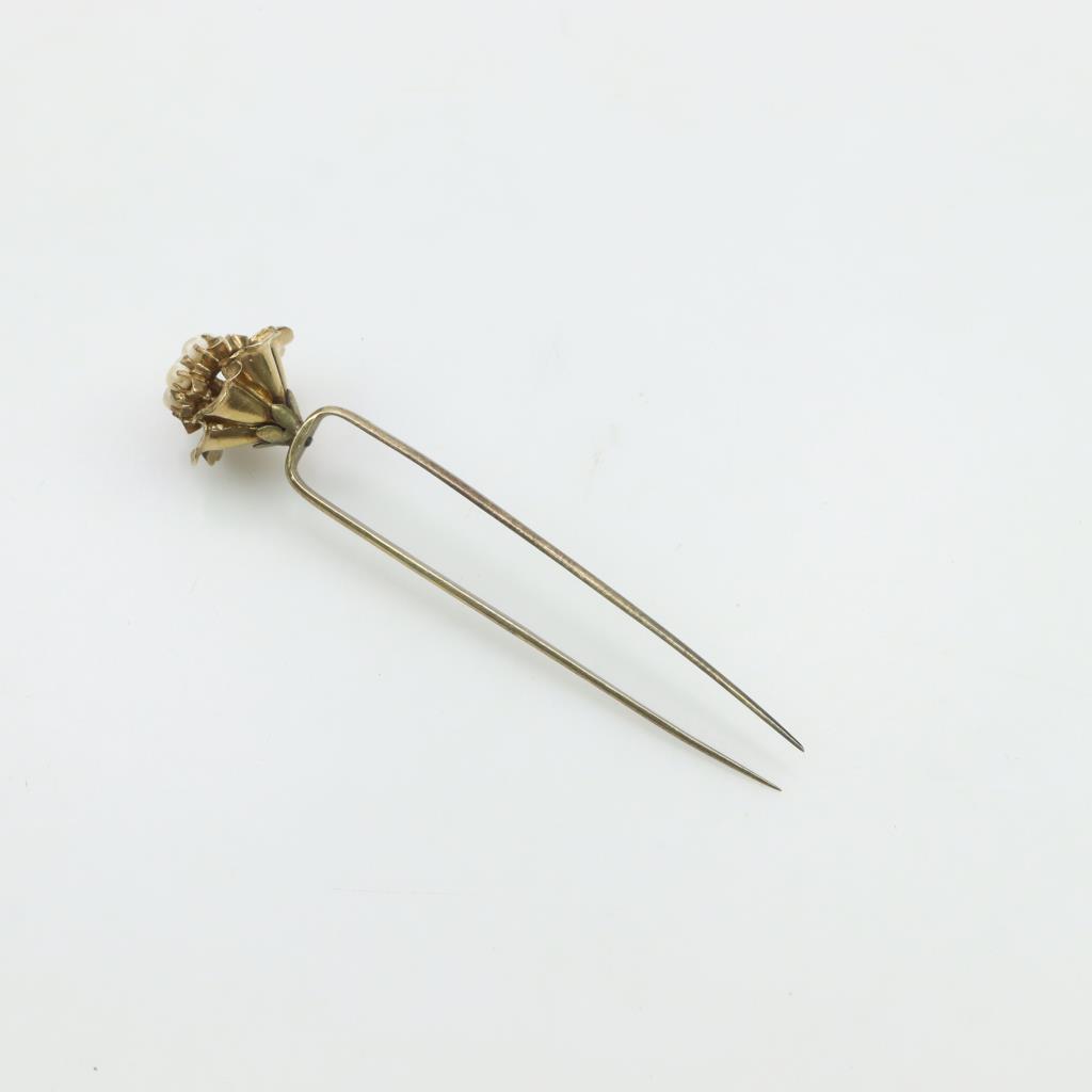 18kt Gold Sterling Silver White Stone Pin | Property Room