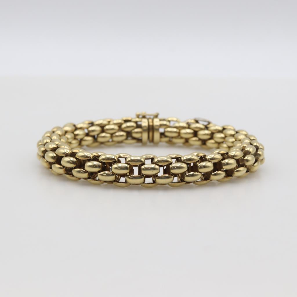 18kt GP Four Strand Panther Style Link Hollow Bracelet Evaluated By Our ...