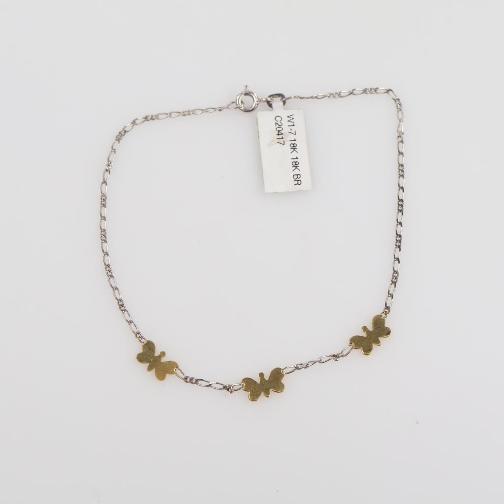 18kt Two Tone Gold Butterfly Anklet | Property Room