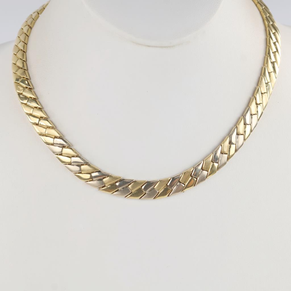 18kt Two Tone Gold Choker Necklace -Evaluated By Our Certified ...