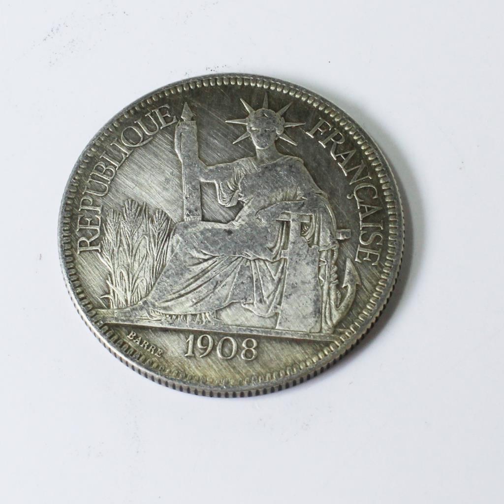 1908 French Indochina .900 Silver 1 Piastre Coin | Property Room