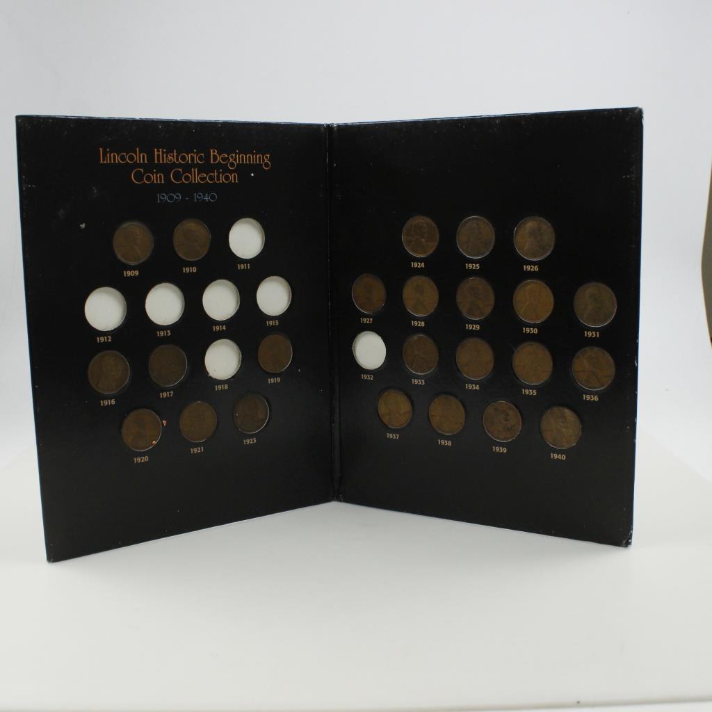 1909-1940 Lincoln Historic Beginning Coin Collection Booklet, 24 Coins ...