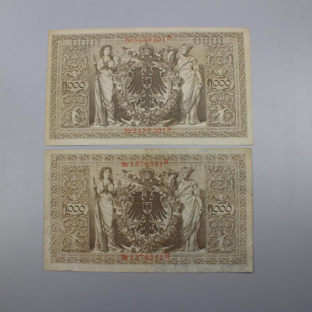 1910 German 1000 Reichsbanknote, 2 Pieces | Property Room