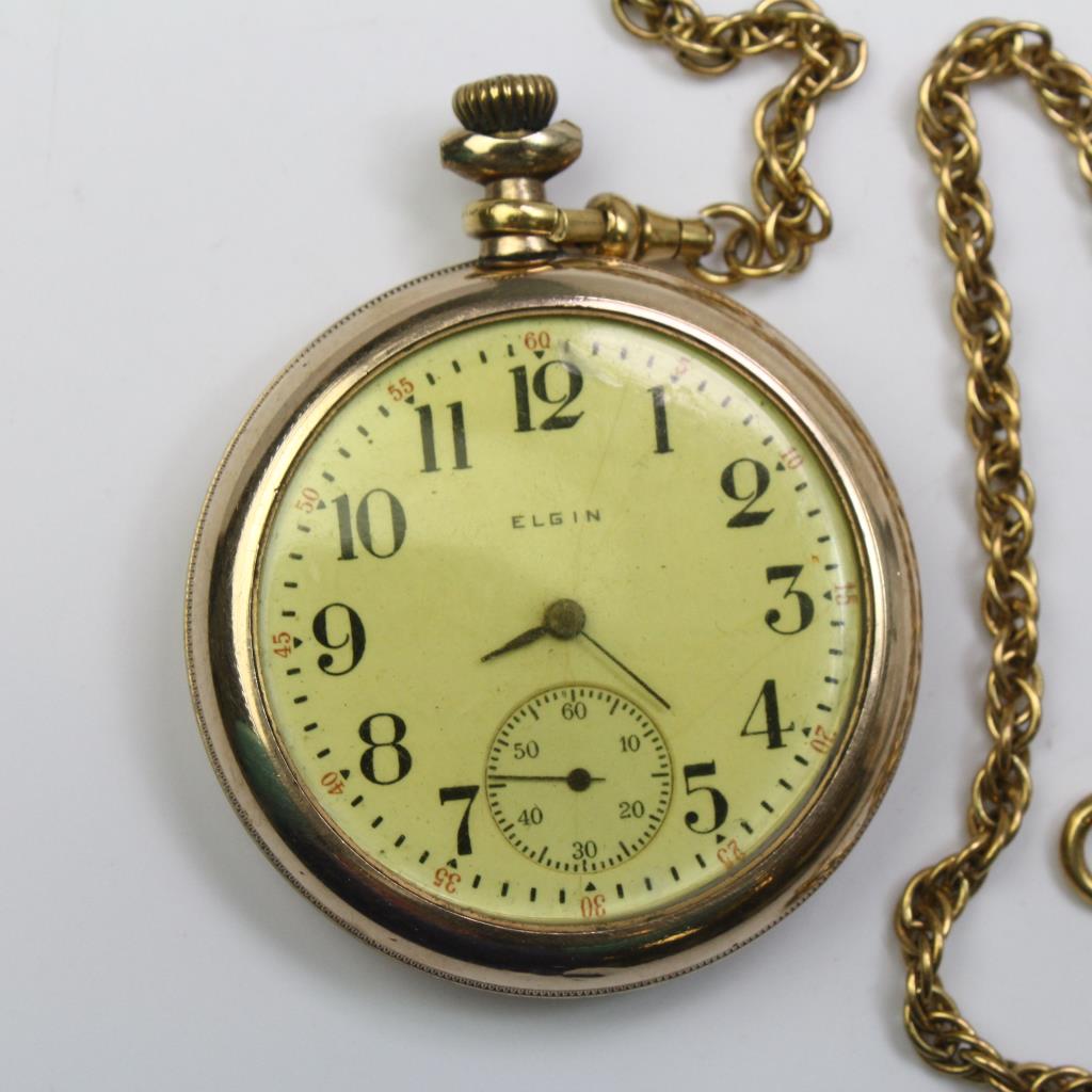 1918 Vintage Elgin Gold Filled Pocket Watch | Property Room