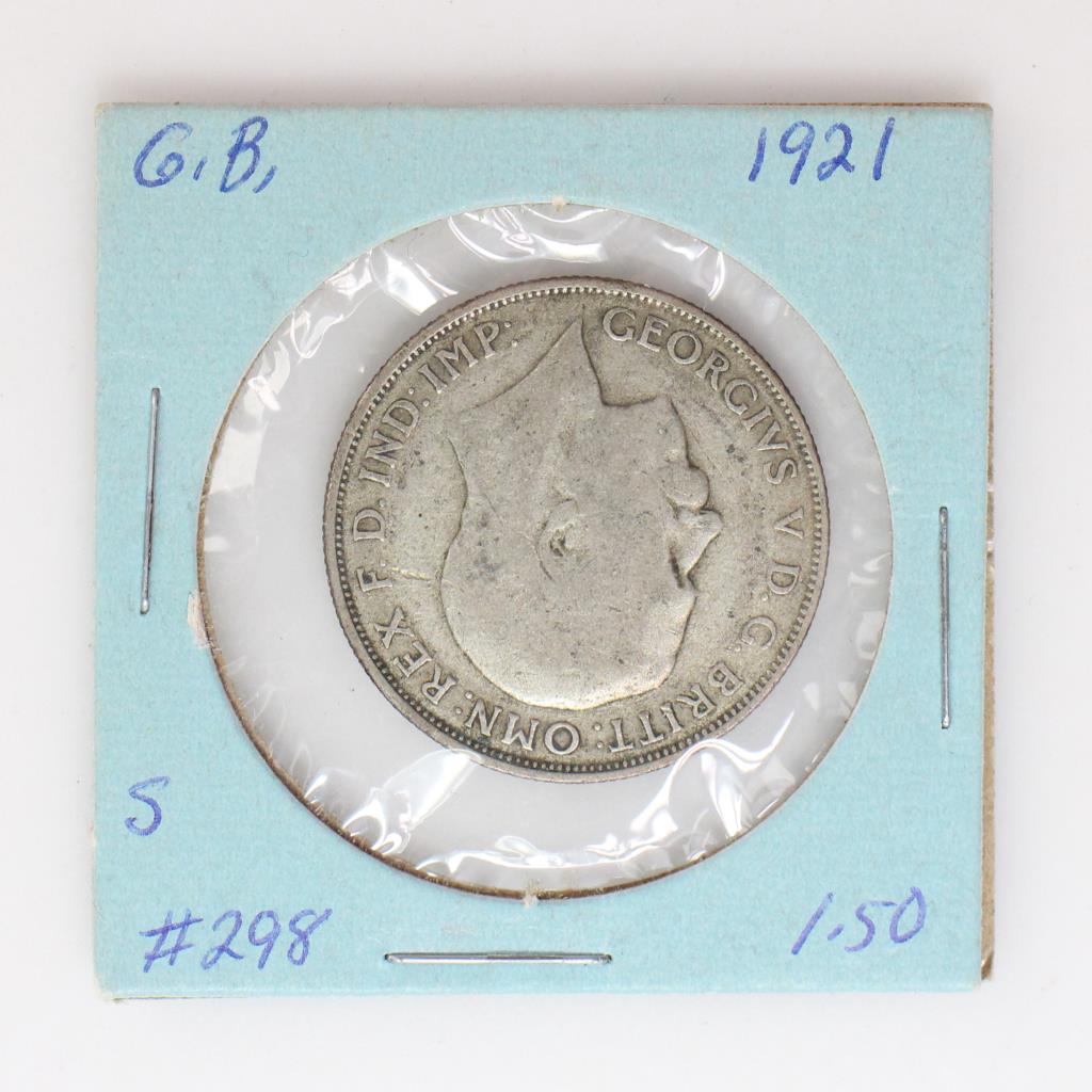 1921 Silver British One Florin Coin | Property Room