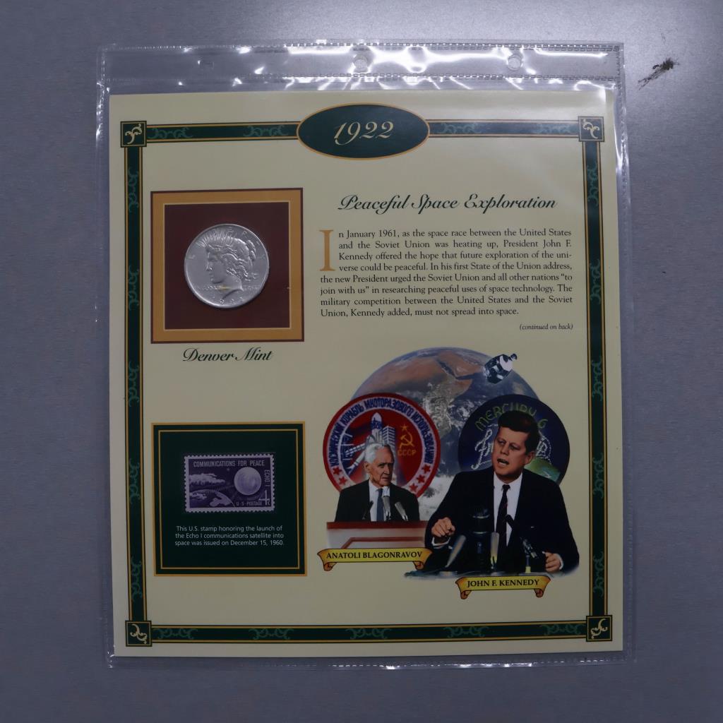 1922 US Peace Silver Dollar With Corresponding Stamp | Property Room