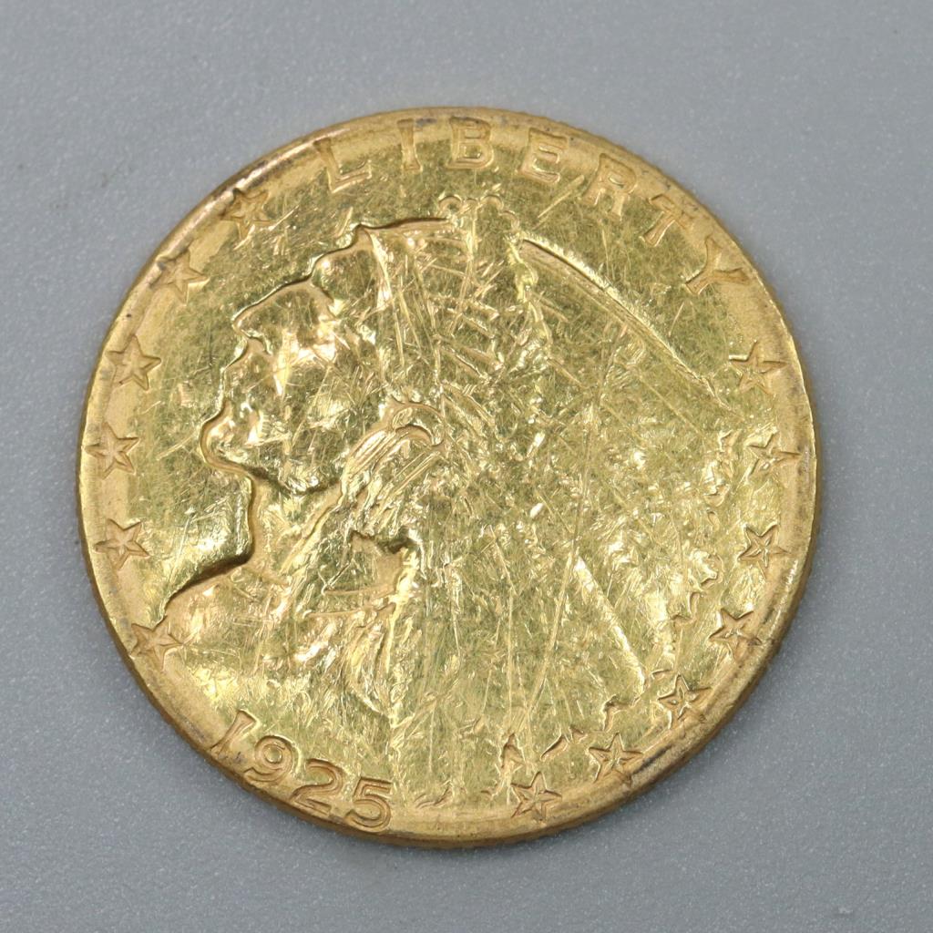 1925-D Indian Head Fine Gold $2.50 Coin 4.18g | Property Room