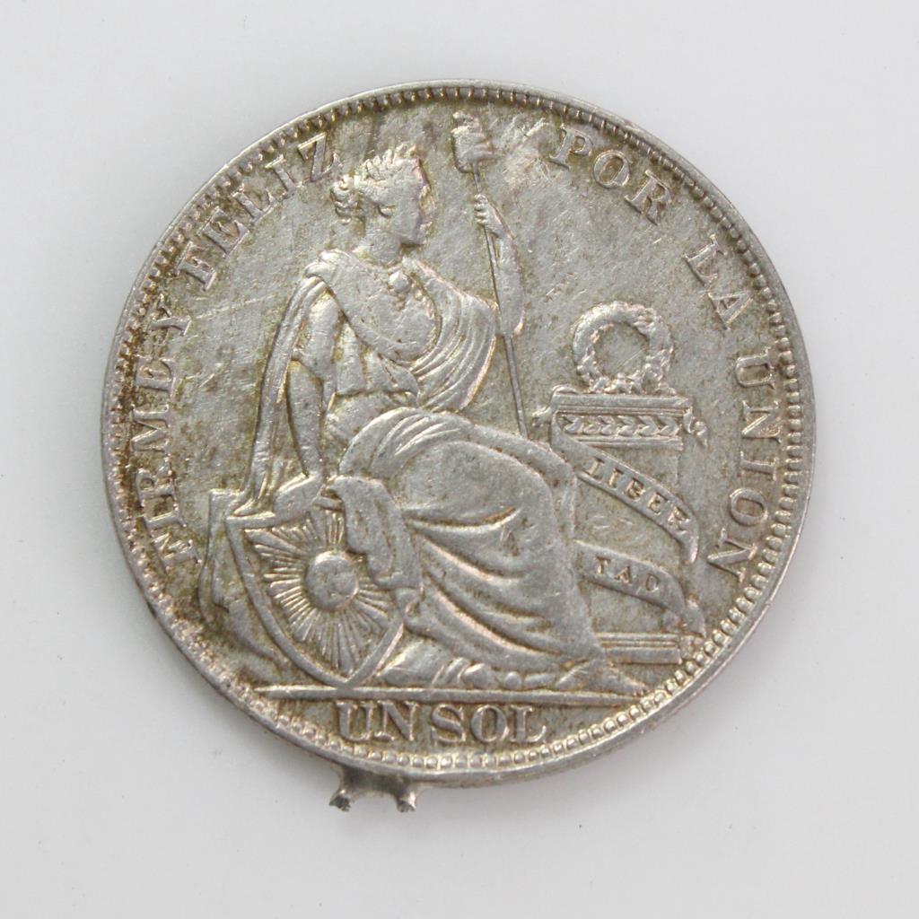 1931 Silver Peruvian 1 Sol Coin, 24.77g | Property Room
