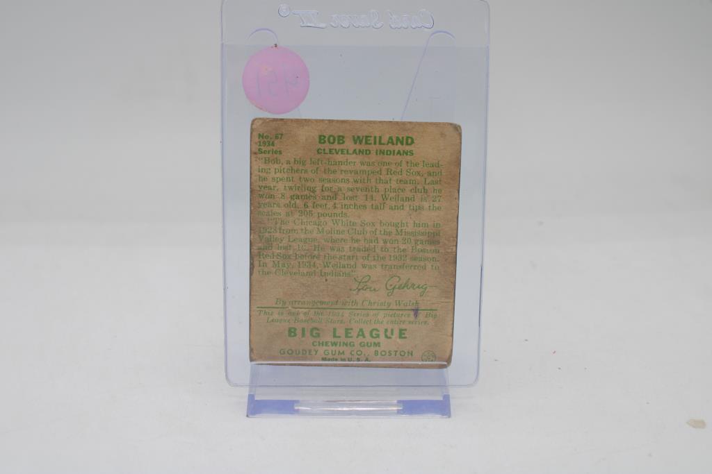 1934 Goudey BOB WEILAND Cleveland Indians #67 | Property Room