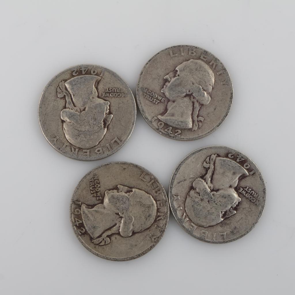 1942-S&P US Silver Quarters, 4 Coins | Property Room