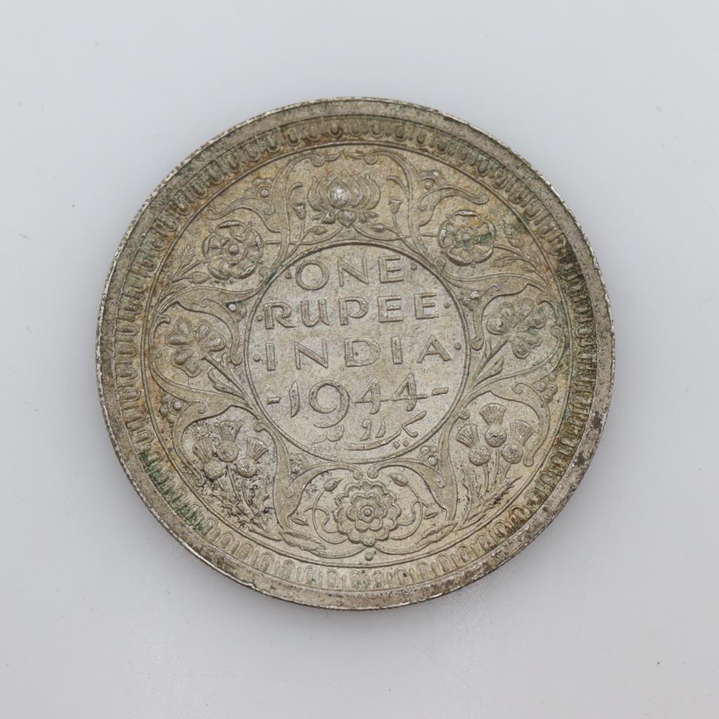 1944 Indian George VI King Emperor Year One Silver Rupee | Property Room