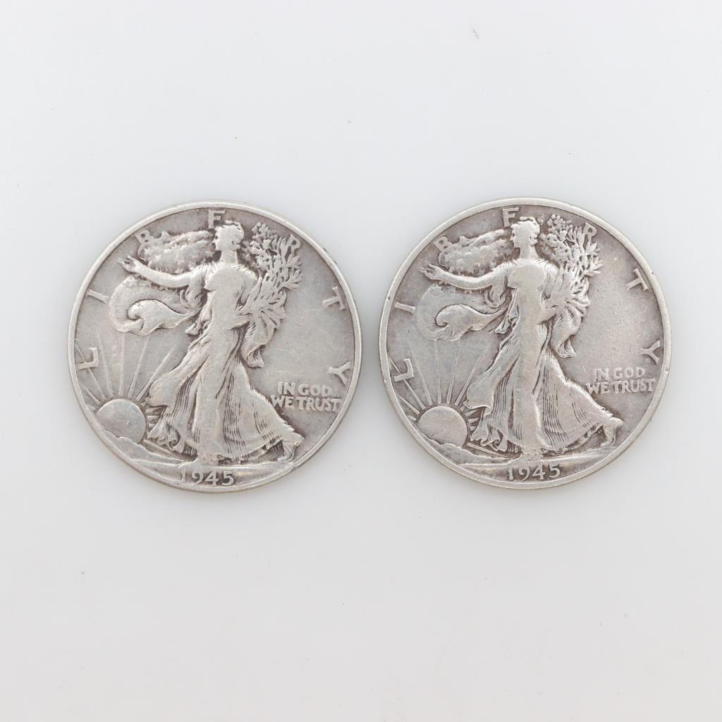 1945 & 1945-S Walking Liberty Silver Half Dollar, 2 Pieces | Property Room