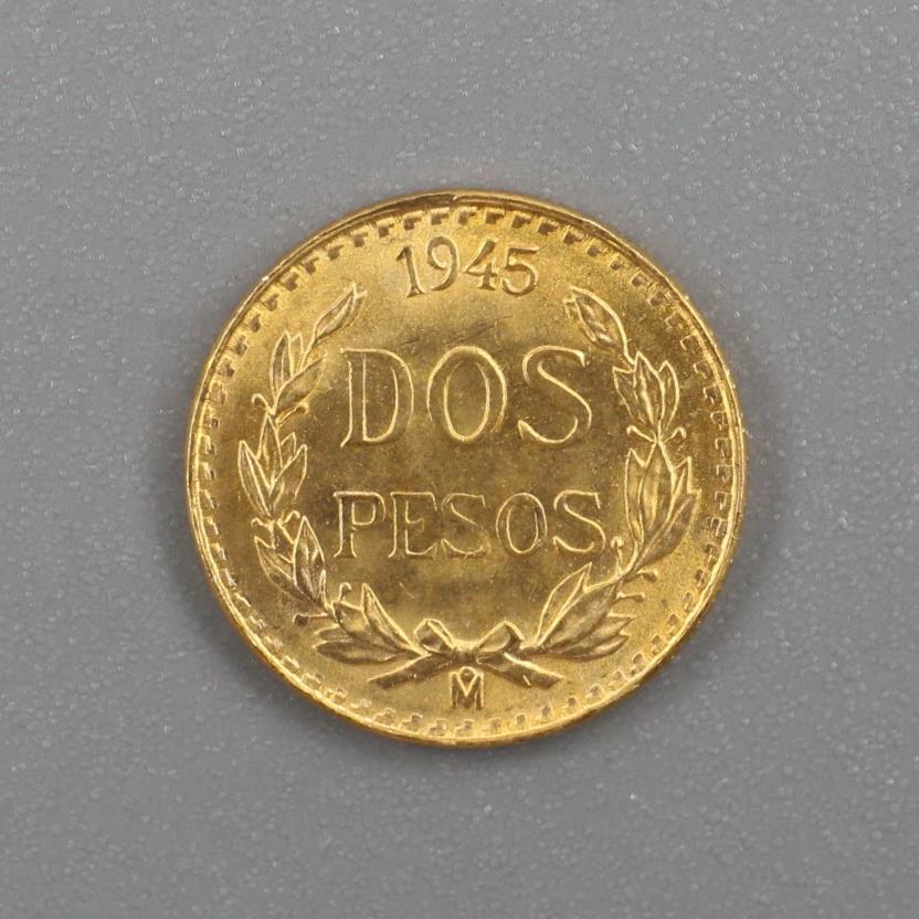 1945 Gold Mexican 2 Pesos | Property Room