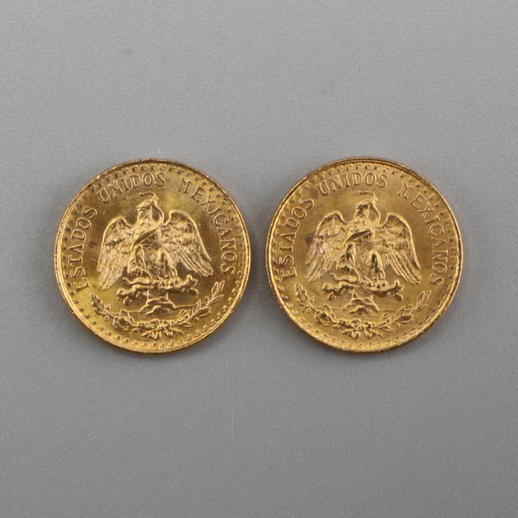 1945 Gold Mexican 2 Pesos, 2 Pieces | Property Room