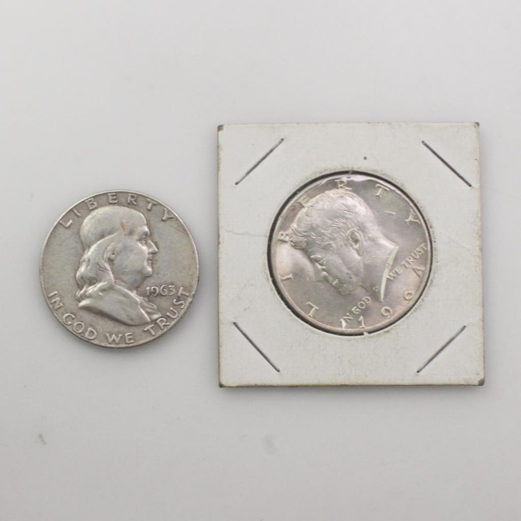 1963-D Franklin & 1964-D Kennedy Half Dollars, 2 Coins | Property Room