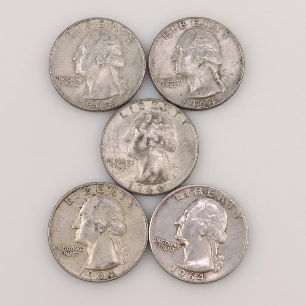 1964 Silver Quarters, 5 Pieces | Property Room