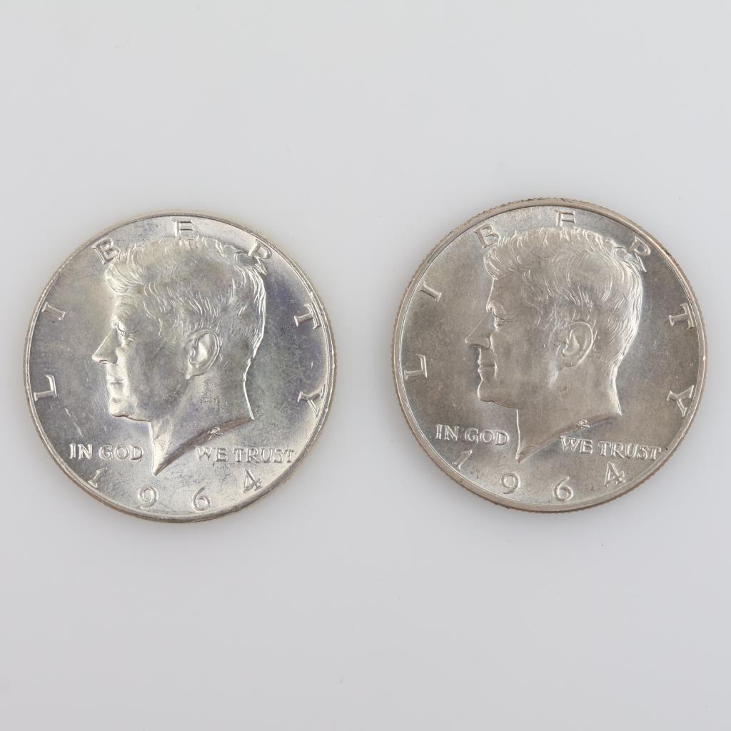 1964 US Kennedy Silver Half Dollar, 2 Pieces | Property Room