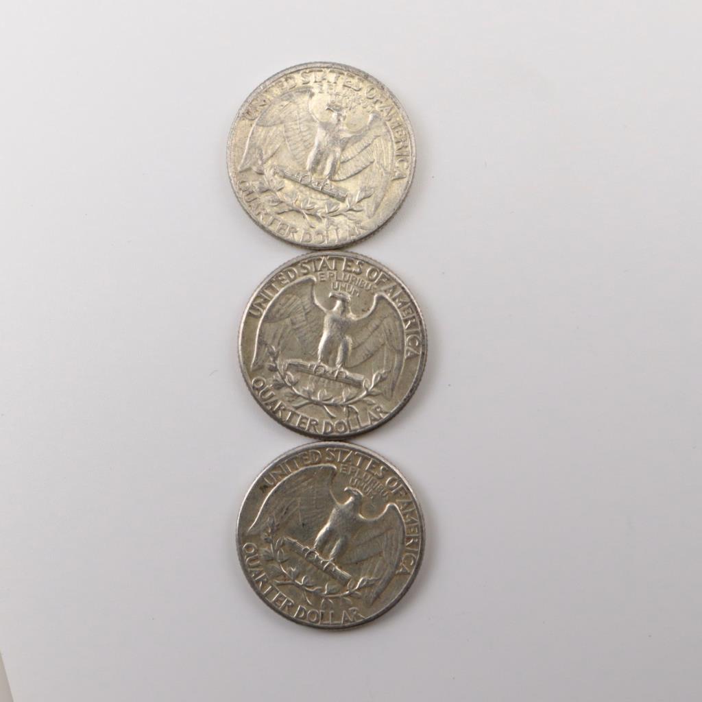 1964 Washington Silver Quarters, 3 coins | Property Room
